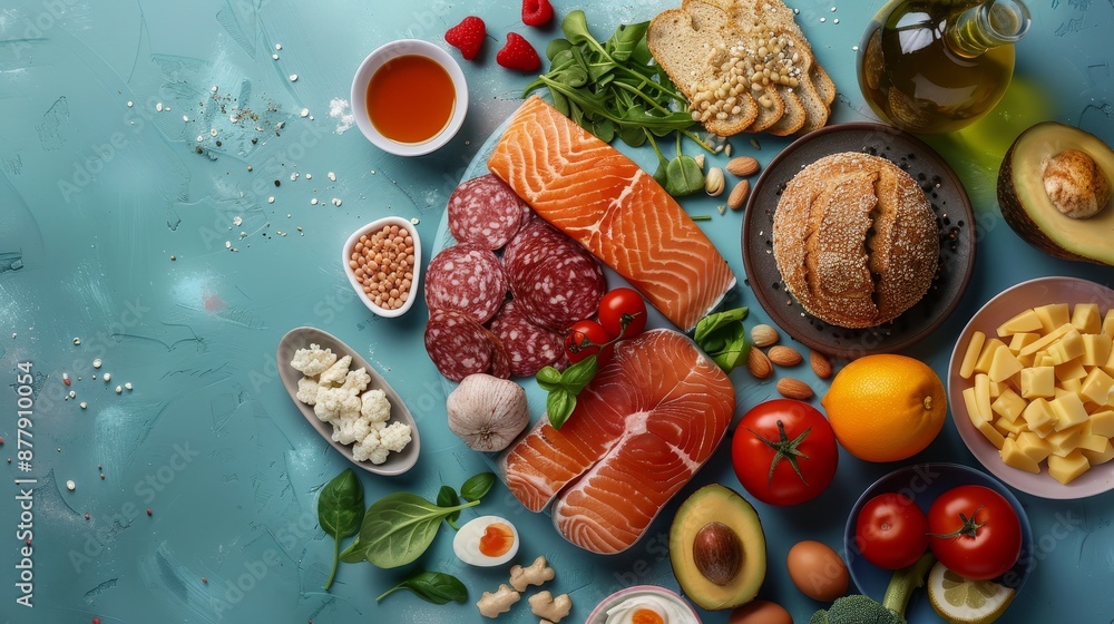 Set of Main food groups ,macronutrients, Carbohydrates, fats, proteins ...