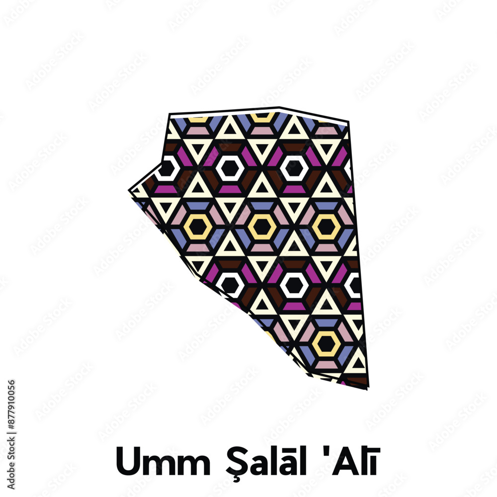 Vetor de map City of Umm Salal Ali vector, national borders and ...