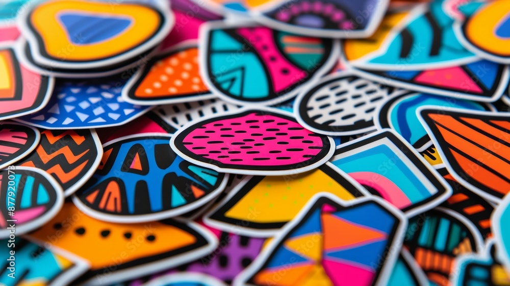Creative sticker designs for event branding, bold and eye-catching ...