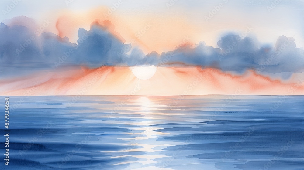 Captivating watercolor of a dawn sky with the first light breaking ...