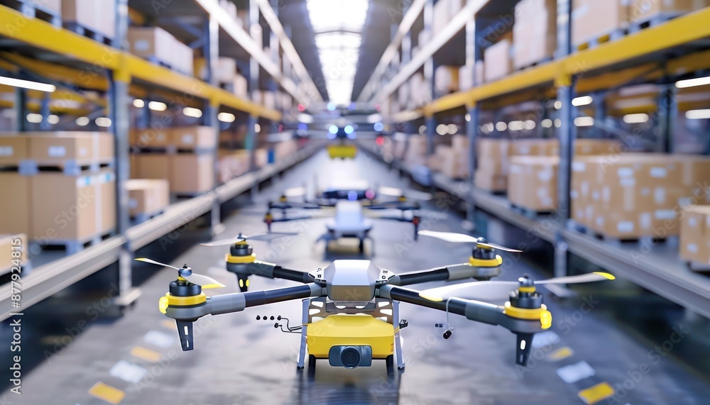 Advanced logistics hub with autonomous drones and digital management ...
