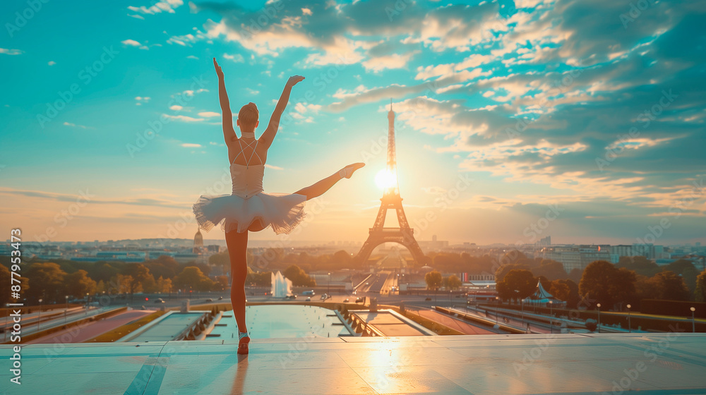 artistic dancer in Paris at the Eiffel Tower Olympic Games 2024 Stock ...