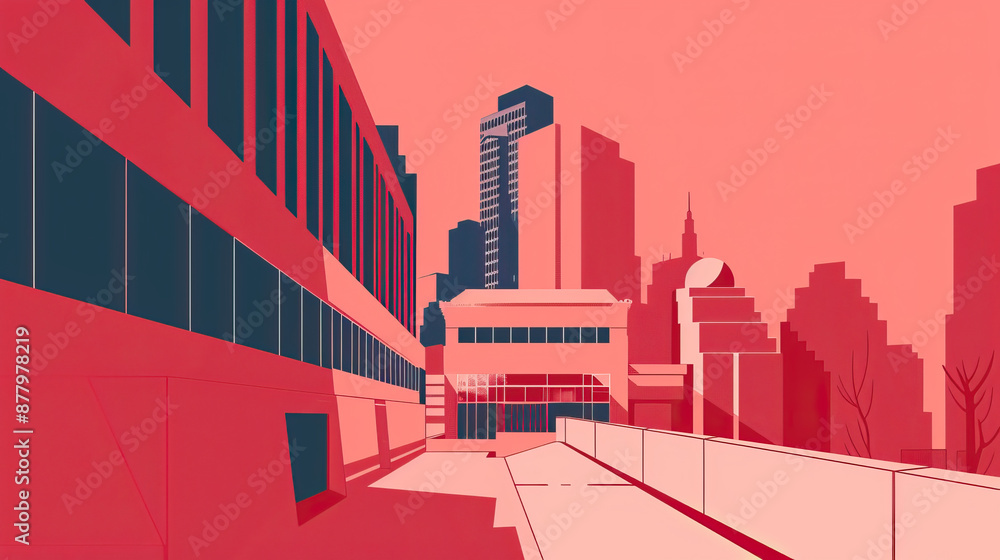 Risograph riso print travel poster, card, wallpaper or banner ...