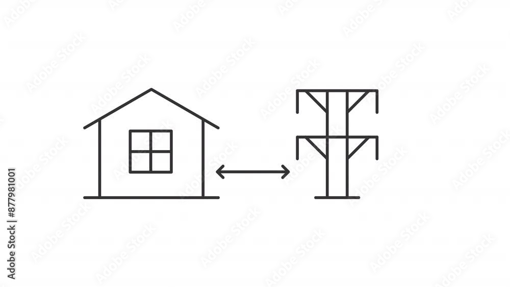 House electrification line animation. Electricity animated icon. Moving ...