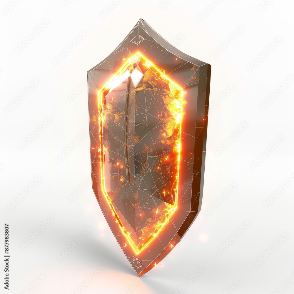 3D Render, Low Poly style of a shield spell with glowing barrier, on ...
