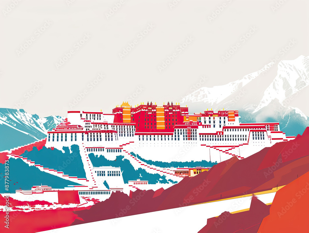 Risograph riso print travel poster, card, wallpaper or banner ...