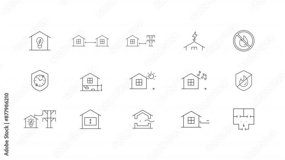 Building standards animation set. Construction safety animated line ...