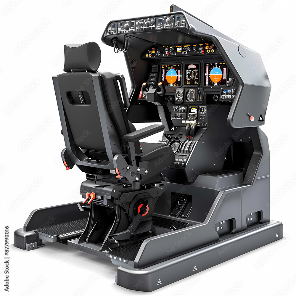 Deluxe Airplane Cockpit Simulator: Pilots’ Training Experience Stock ...