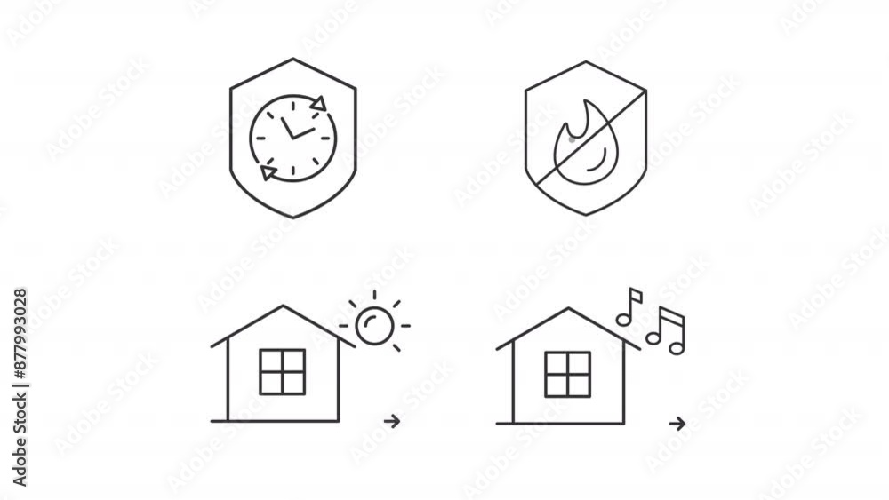 House insulation types animation set. Safety measures animated line ...