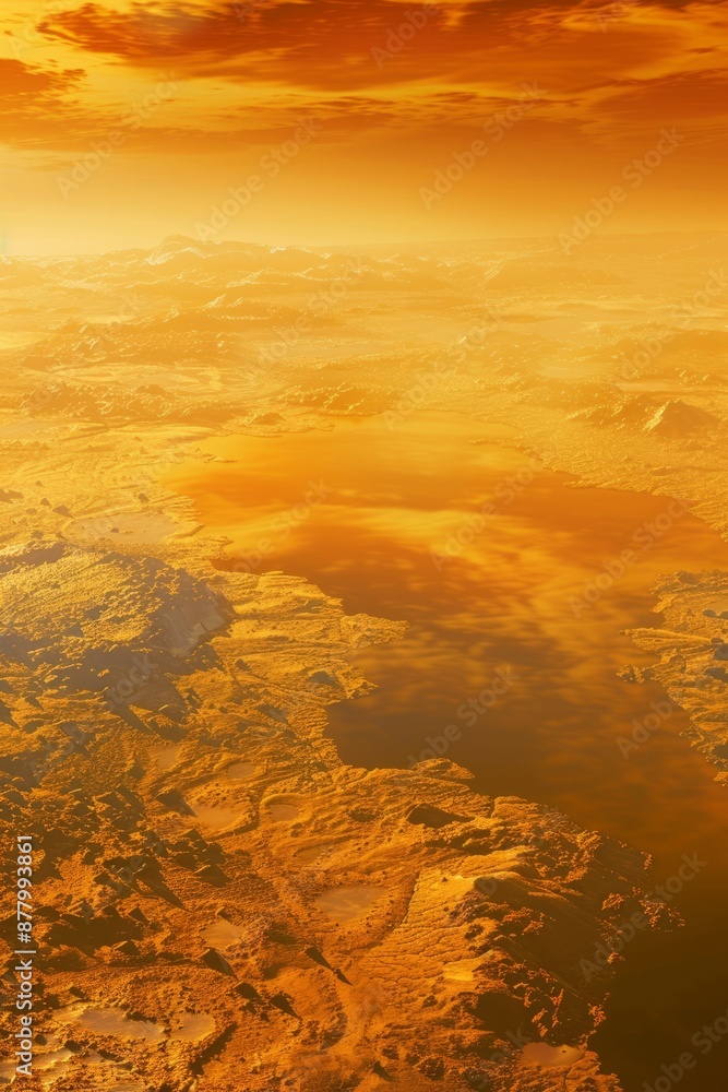 The methane lakes of Titan, Saturn's largest moon, shrouded in a thick ...