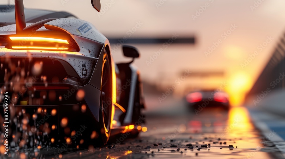 Supercar racing at dawn, 32k cel shading, hyper-detailed textures, Karl ...