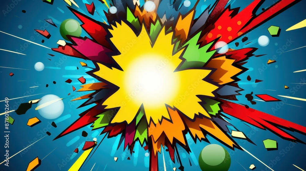 Vibrant Superhero birthday card design with a comic book explosion ...