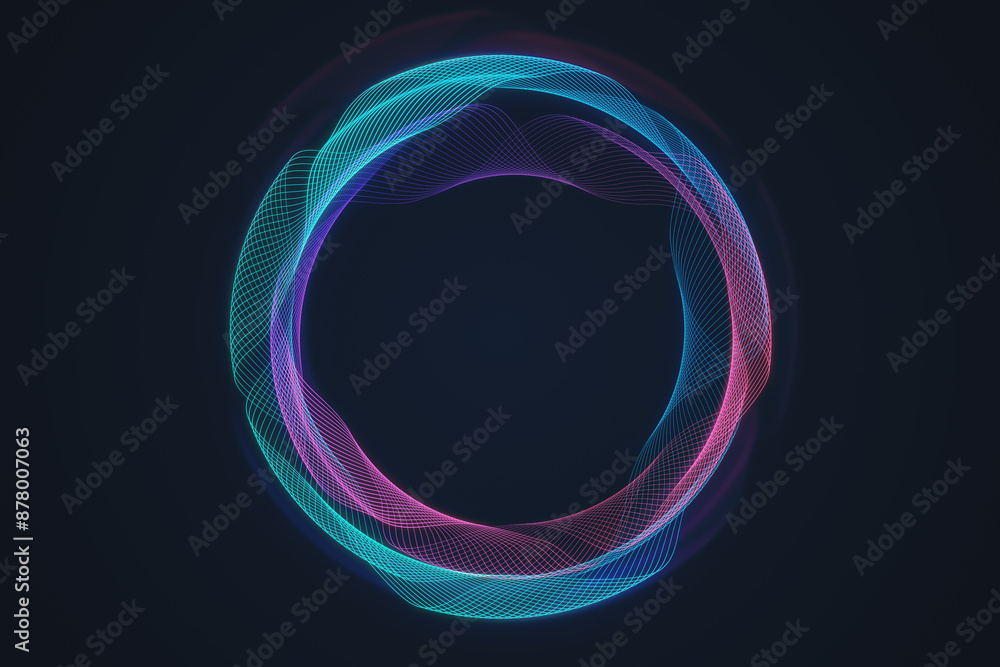 Creative digital tech circle on dark backdrop. Big data and technology ...