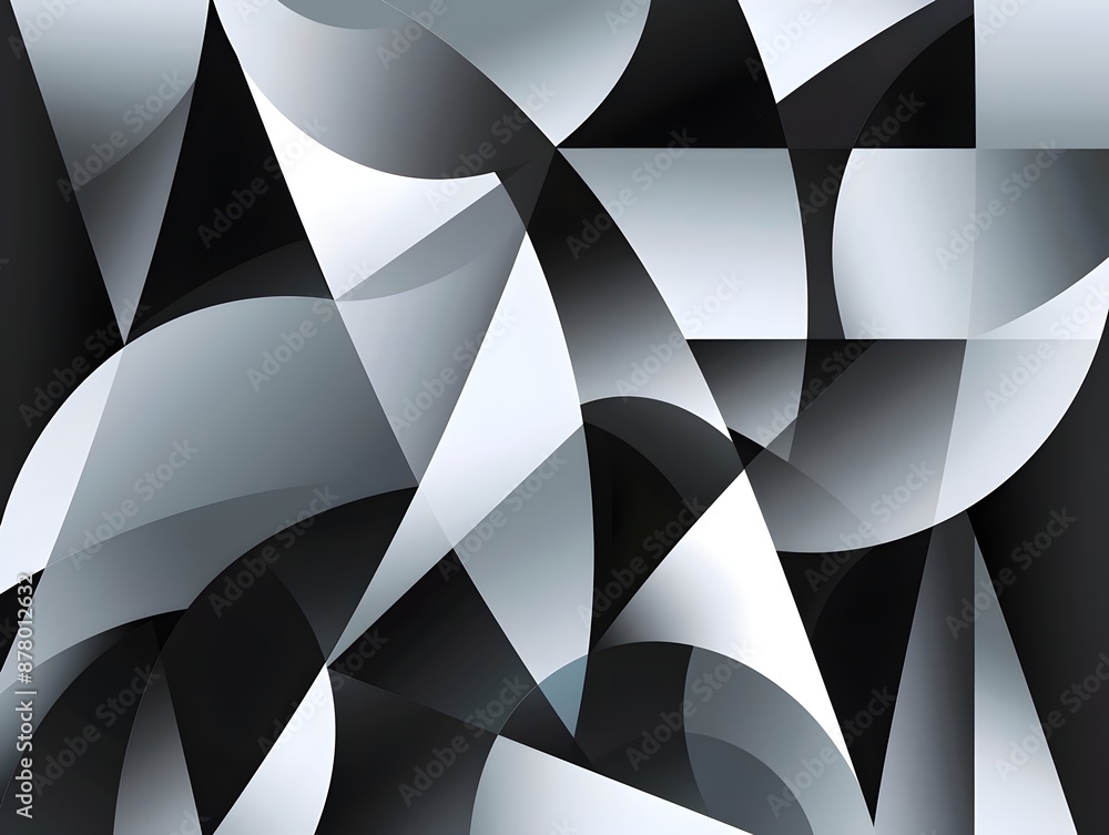 Abstract art with overlapping geometric shapes and gradients in shades ...