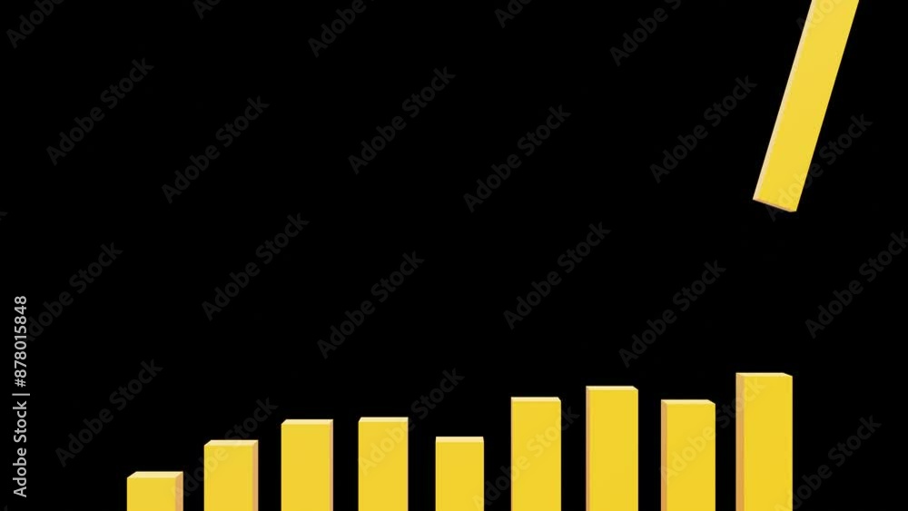 animation business yellow chart market stock on black background . 3d ...