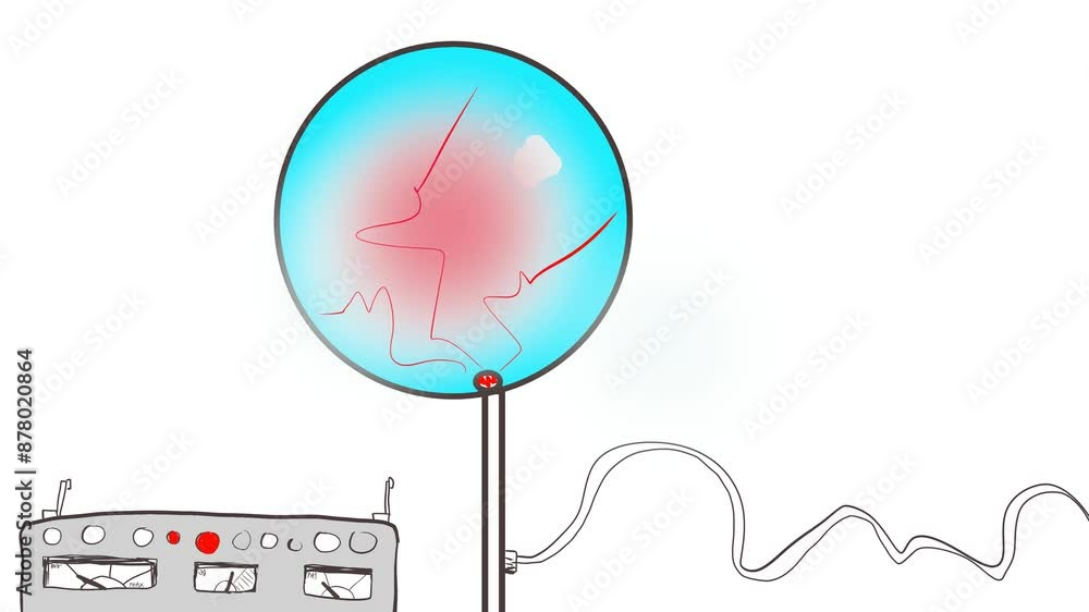 Inside the glass ball, lightning flashes and scarlet energy flashes ...