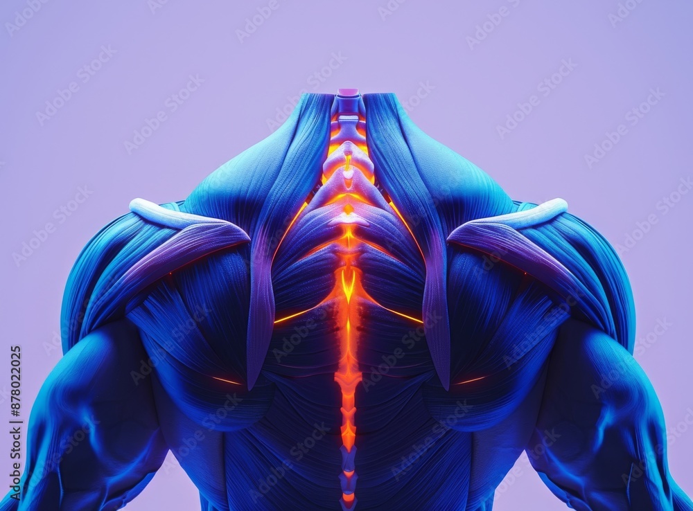 Detailed illustration of the human upper body muscles and pectoral ...