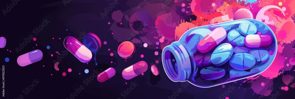 International Overdose Awareness Day. Horizontal banner. Open bottle ...
