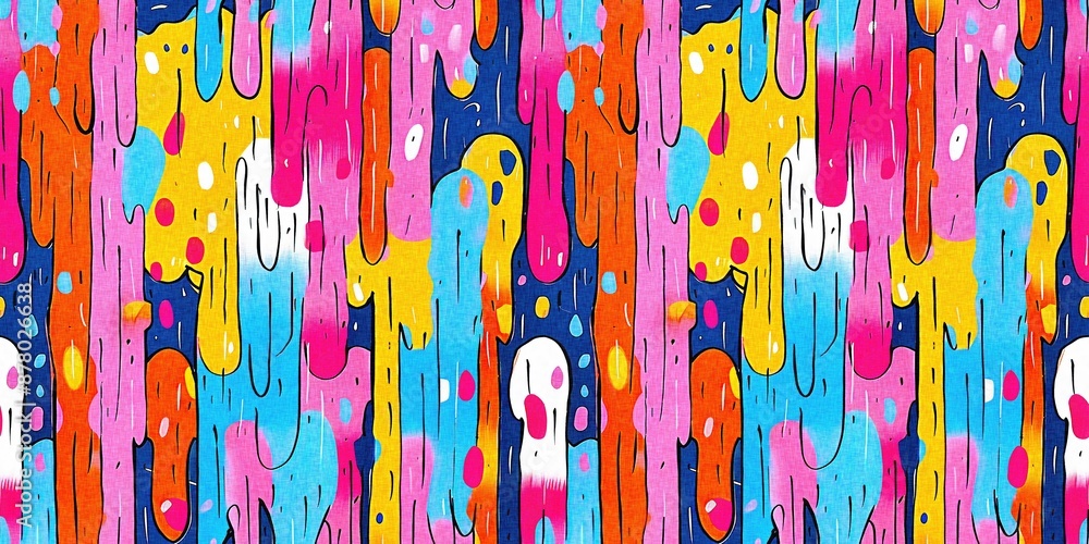 Fun dripping paint effect digital banner pattern with whimsical ink ...