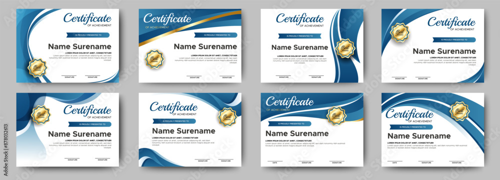 Modern Blue certificate of achievement border template with luxury ...