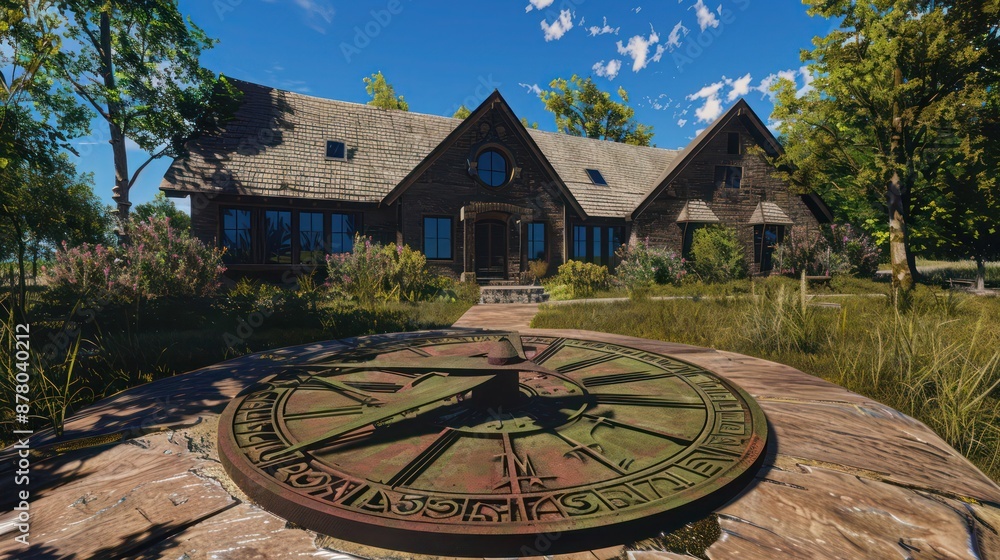 ranch house with a front garden that includes a large, custom-made ...