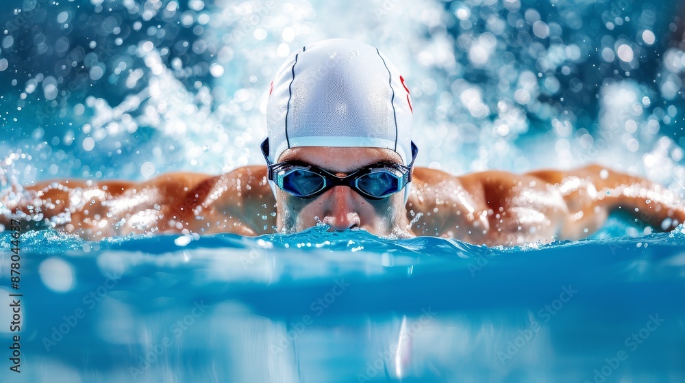 Swimmer executing a perfect freestyle stroke, powerful and precise ...