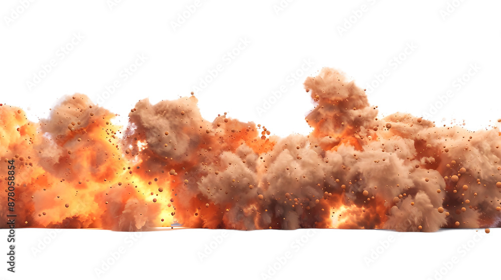 Border line of Fire Bombs with Brown dust and smoke isolated on ...