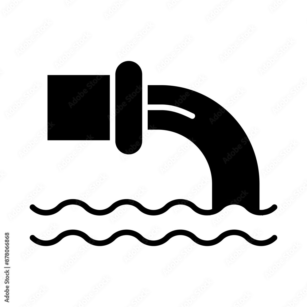 Sewage pipe line icon. Wastewater, disposal, drainage, pollution, water ...
