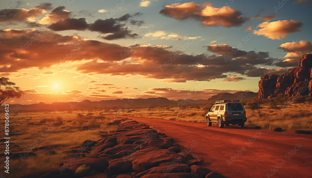 auto, wüste, road, jeep, landschaft, anreisen, dachzelt, camper ...