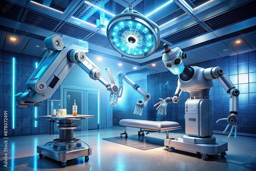 future robotic arms performing automated medical health care operation ...