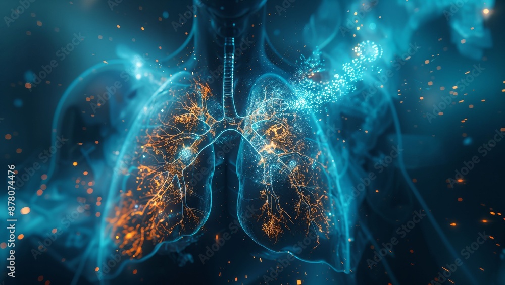 This image features a detailed anatomical visualization of the human ...