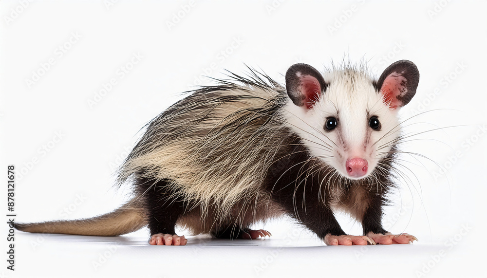 young virginian opossum didelphis virginiana standing looking camera ...