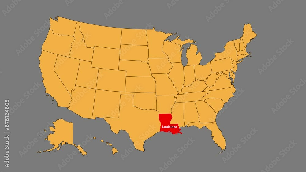 Louisiana map animated video. Map Highlighted on the India map with ...