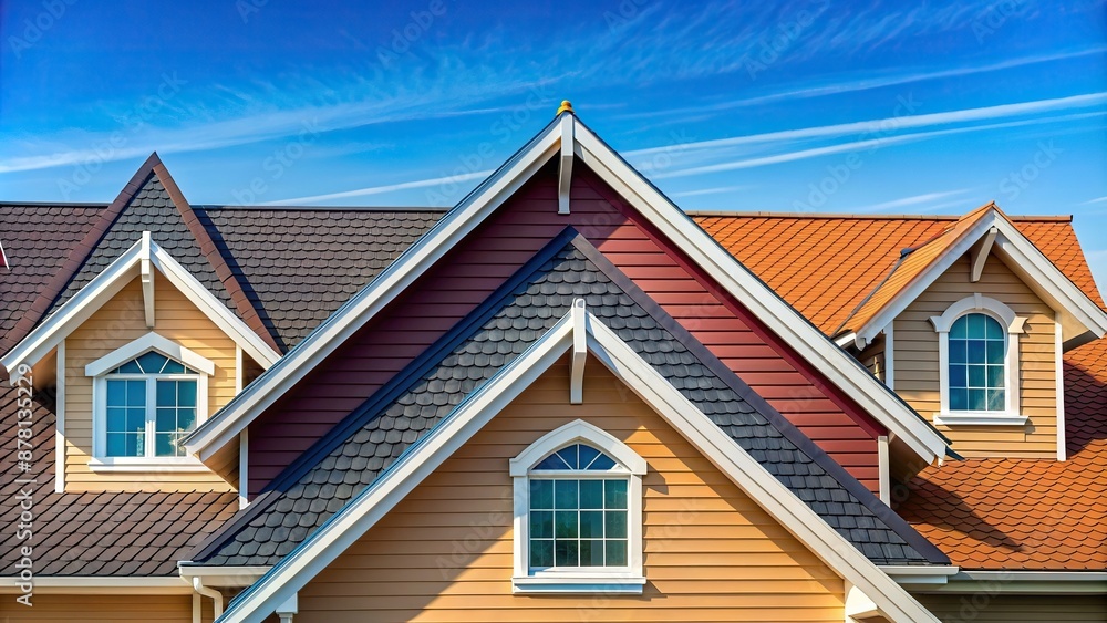 Jerkinhead roofs blending gable and hip roof features solid color ...