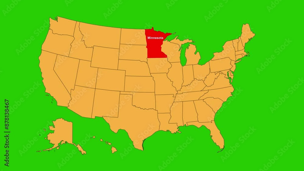 Minnesota map animated video. Map Highlighted on the USA map with ...