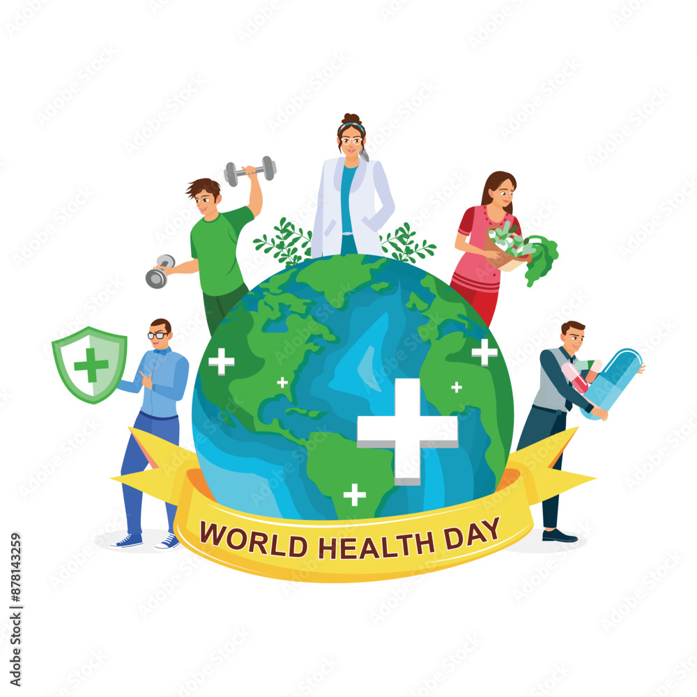 Celebrating World Health Day. Group of people living a healthy ...
