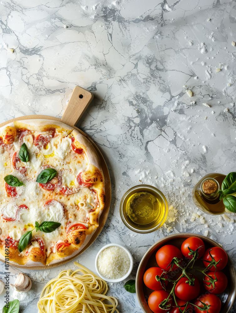 Italian Pizza with Fresh Ingredients and Toppings - Italy, minimal ...