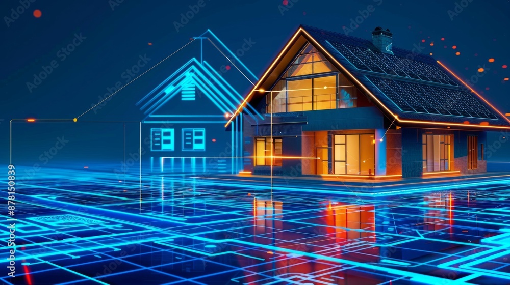 mysterious smart house stands amidst a complex maze, surrounded by ...