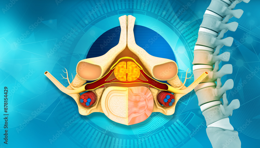 Human spine cross section anatomy. 3d illustration Stock Illustration ...