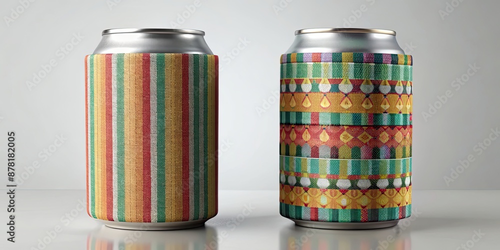 Mockup of a customizable can koozie for beverages, mockup, template ...