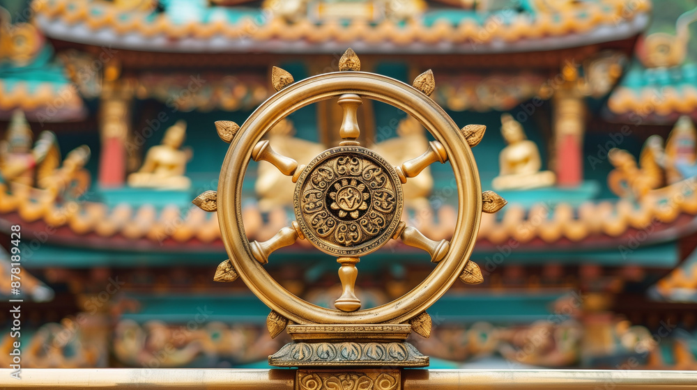 Foto de A symbol of the Dharma wheel, contrasting with the traditional ...