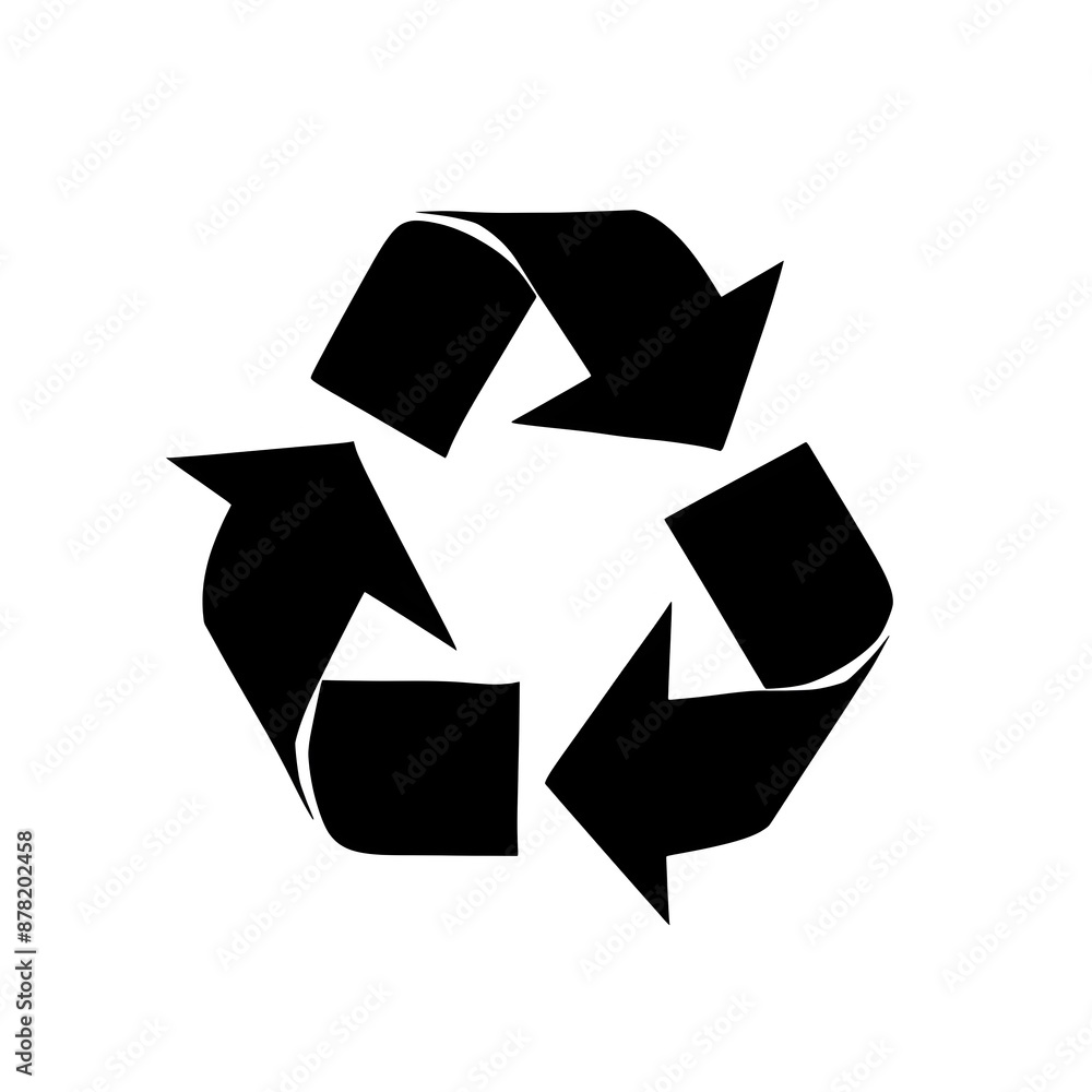 An icon of the recycling symbol in black on a transparent background ...