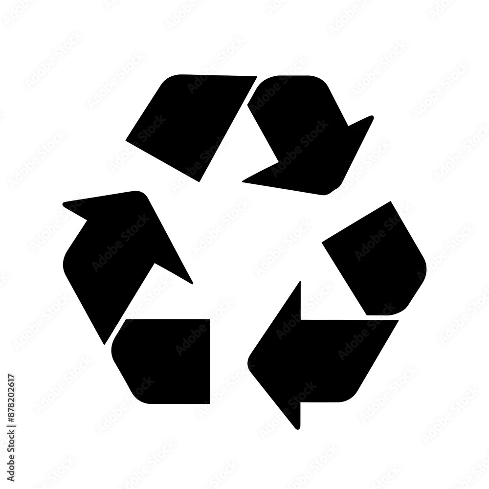 An icon of the recycling symbol in black on a transparent background ...