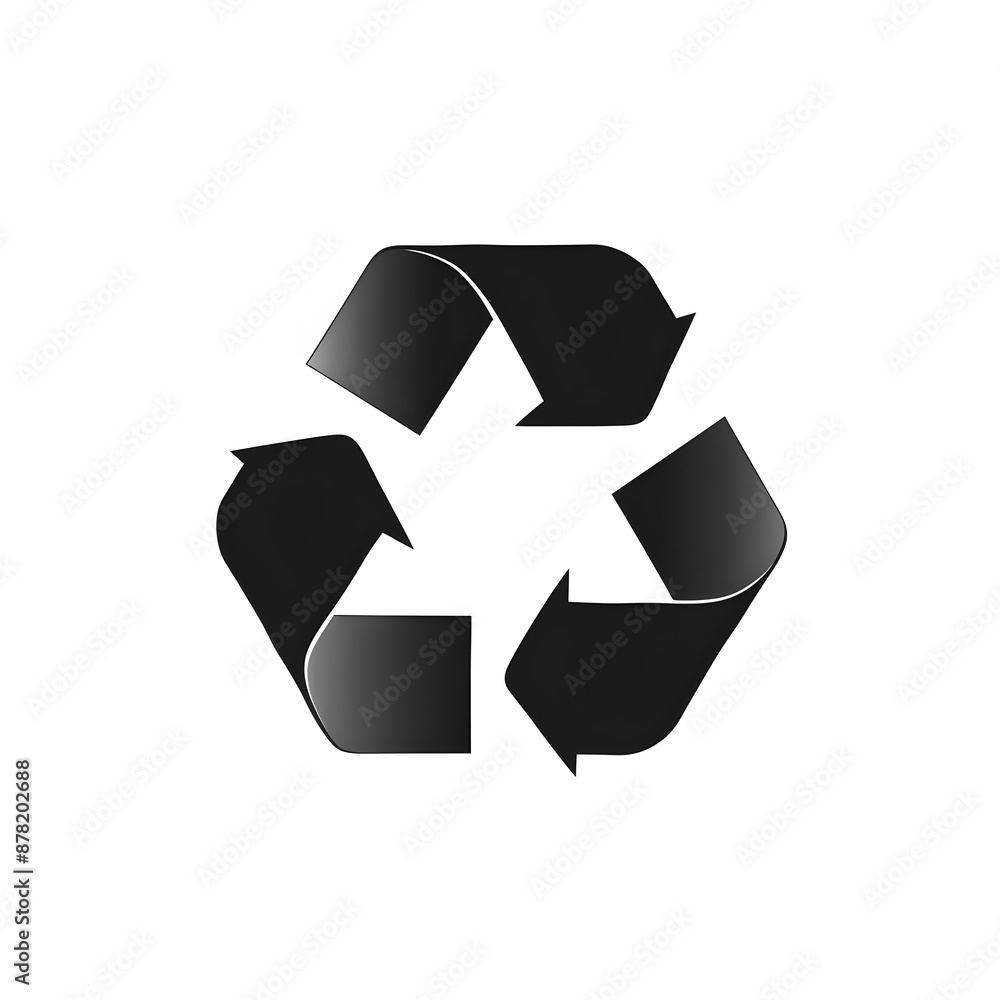 An icon of the recycling symbol in black on a transparent background ...