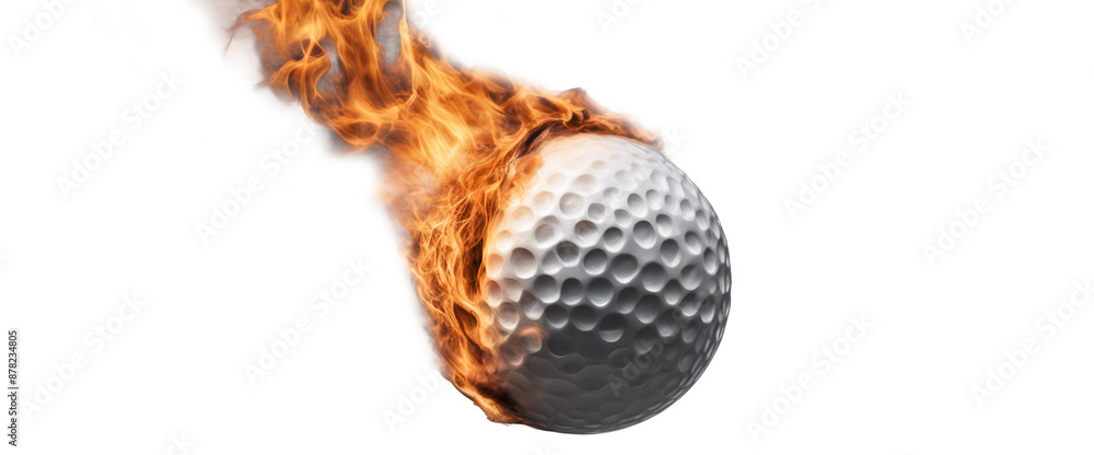 Dynamic image of a golf ball on fire isolated on transparent background ...