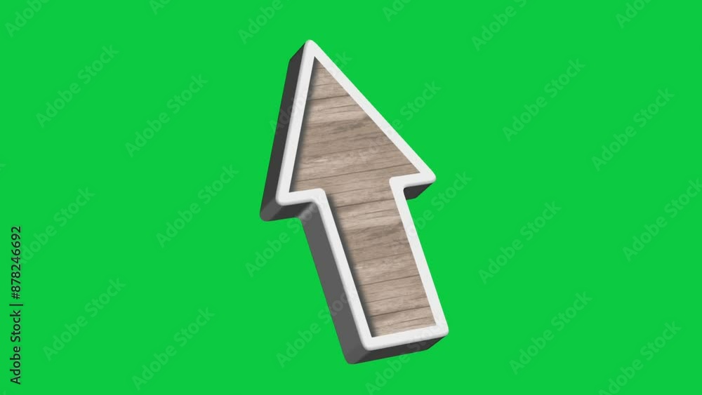 3D cursor pointer animation with wood texture skin on green screen background. 3d element ...