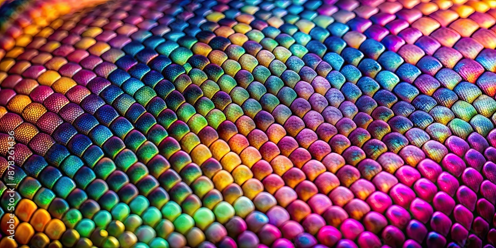 Mesmerizing snake scales in ultra HD detail, reflecting hypnotic colors ...