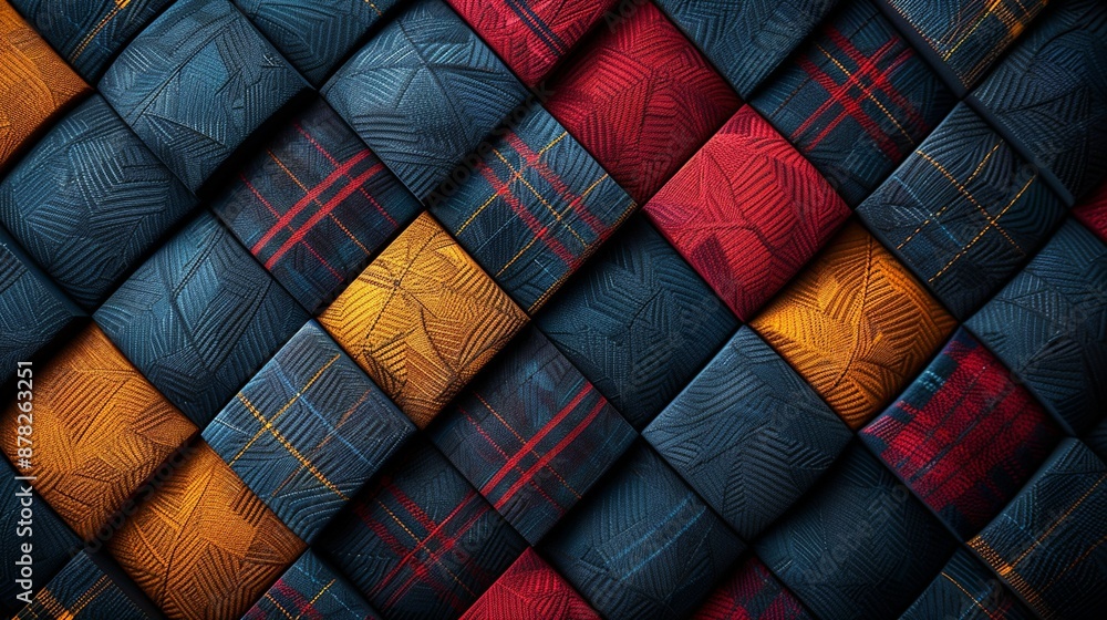 Plaid backgrounds with intersecting lines and rich colors evoke a sense ...