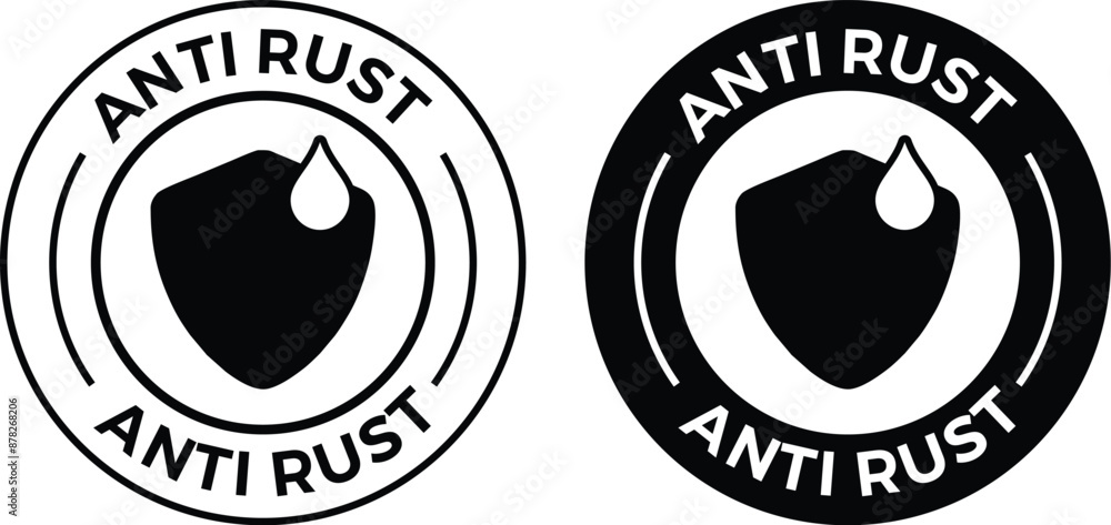 Anti rust icon set. Anti oxidation symbol. Rust resistant emblem set ...