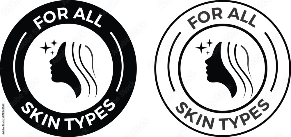 for all skin types icon set. suitable for skincare products. blue color ...